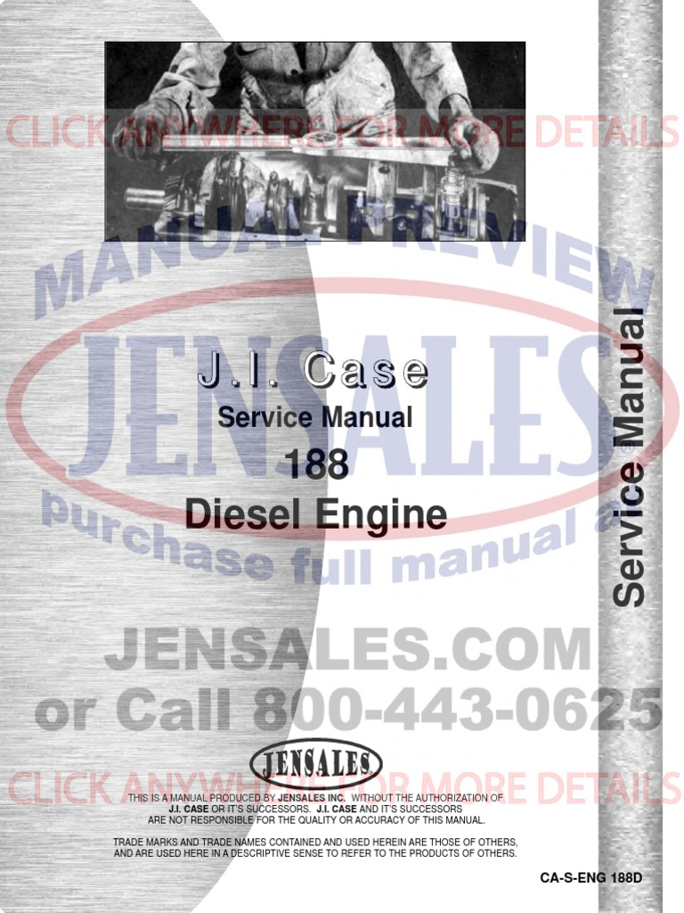 Case 188d Engine Service Manual | PDF | Piston | Manufactured Goods