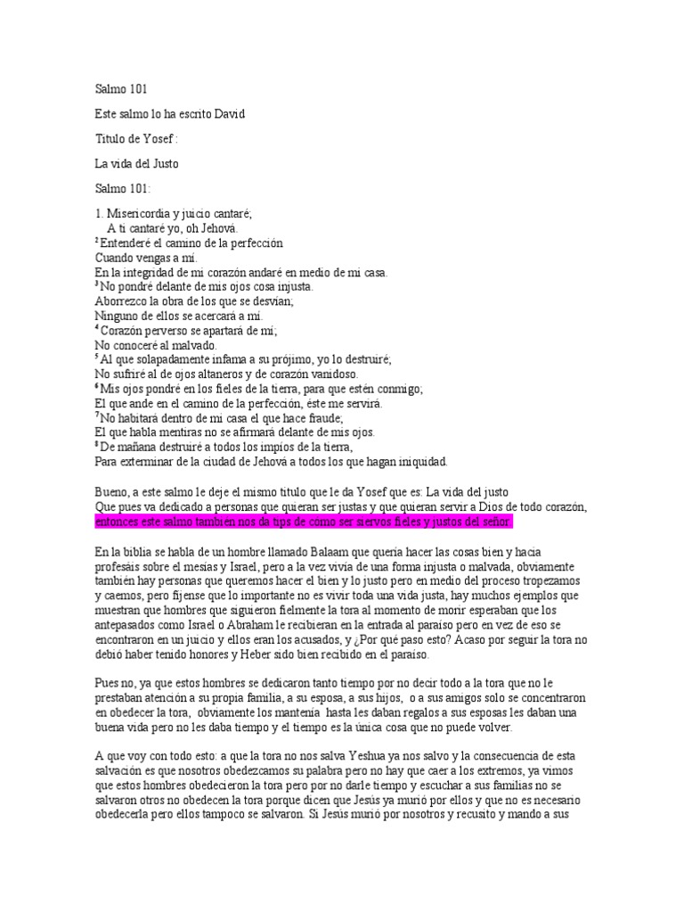 Salmo 101 | PDF | Jesús | Pecado