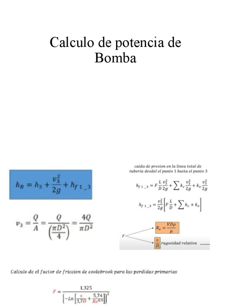 Calculo de Potencia de Bomba | PDF