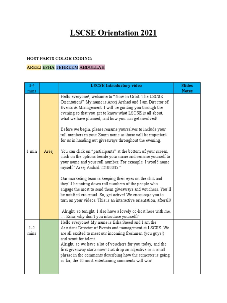 Orientation Script Final Pdf Marketing Brand