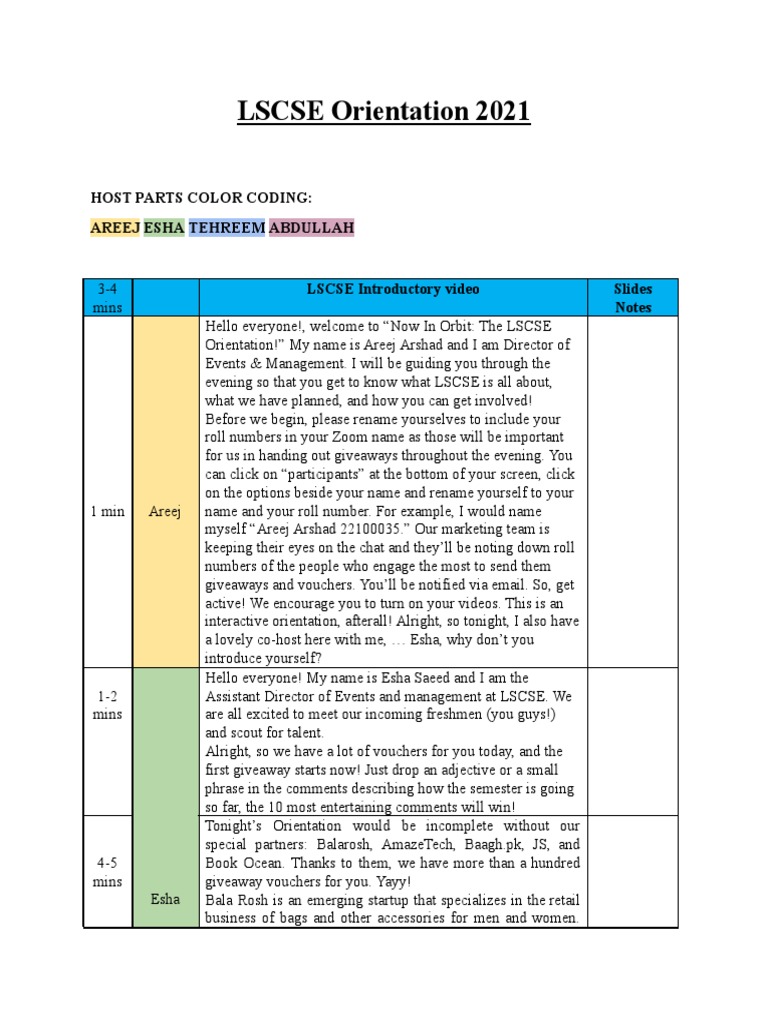Orientation Script 2021 | PDF | Marketing | Brand