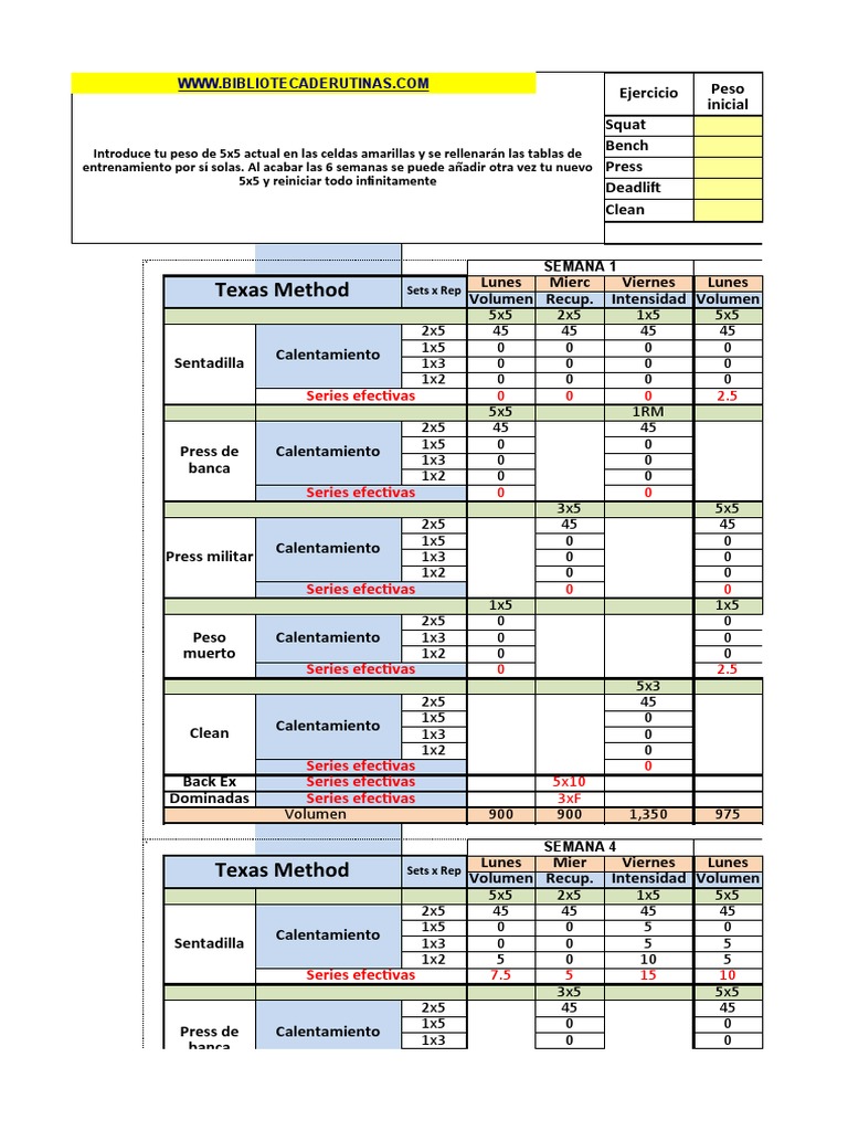 Rutina The Texas Method | PDF | Aptitud física