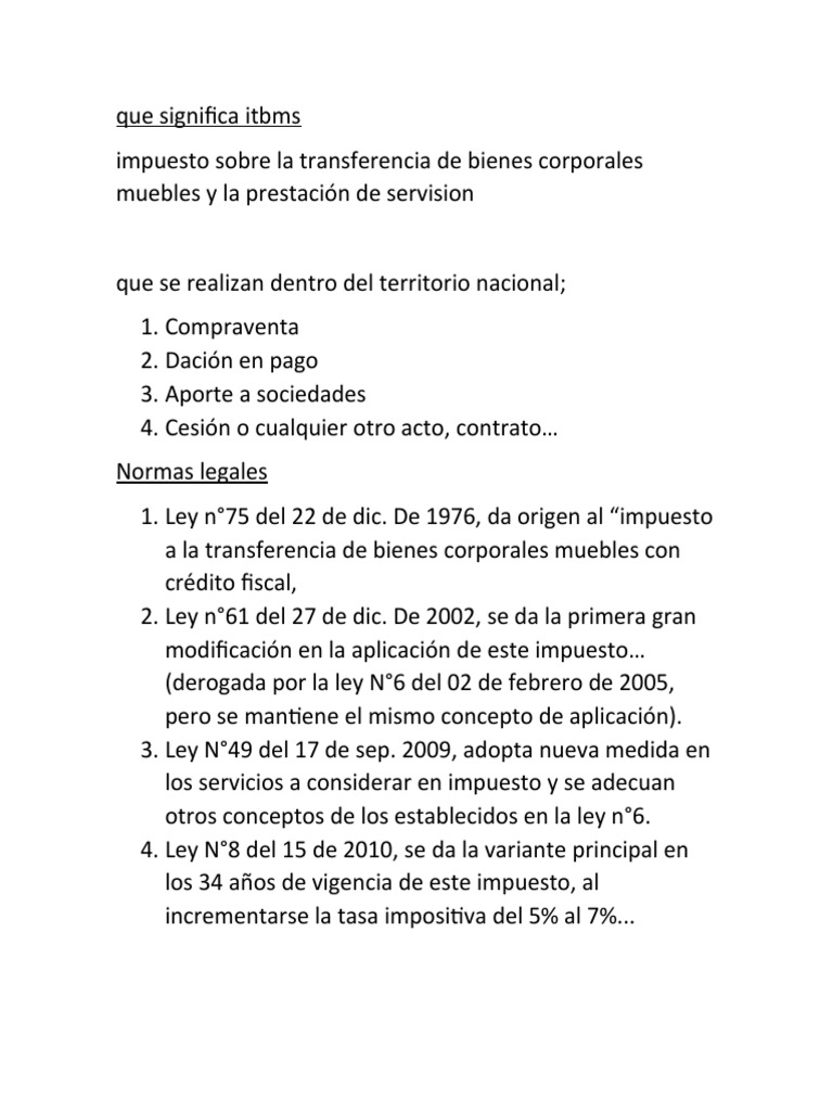 ¿Qué Significa Itbms? | PDF