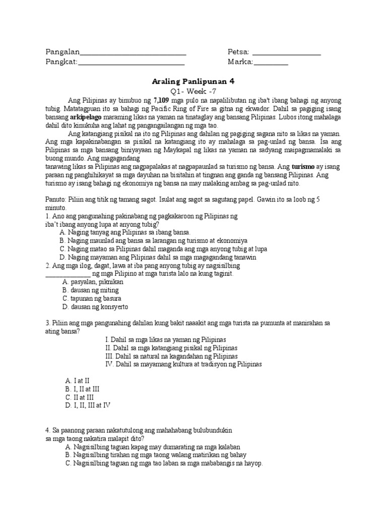 AP4 Worksheet Q1 W7 | PDF