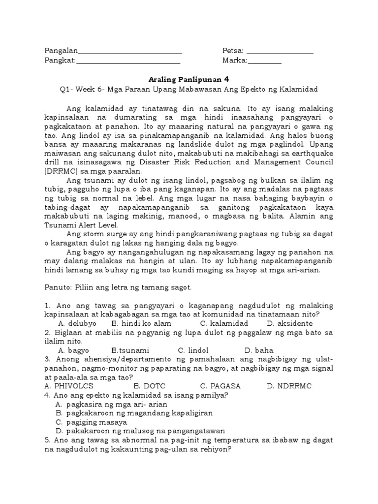 AP4 Worksheet Q1 W6 | PDF