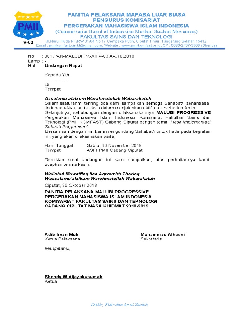 Contoh Undangan PMII | PDF