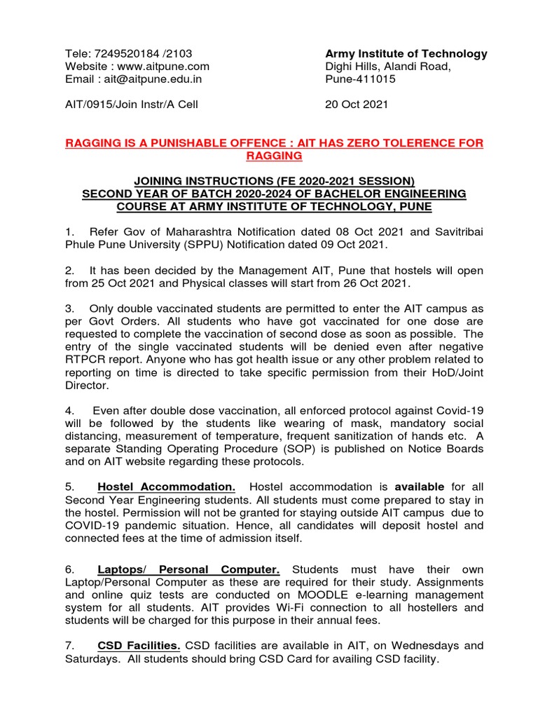 Joining Instr 2020-2024 Batch | PDF | Payments