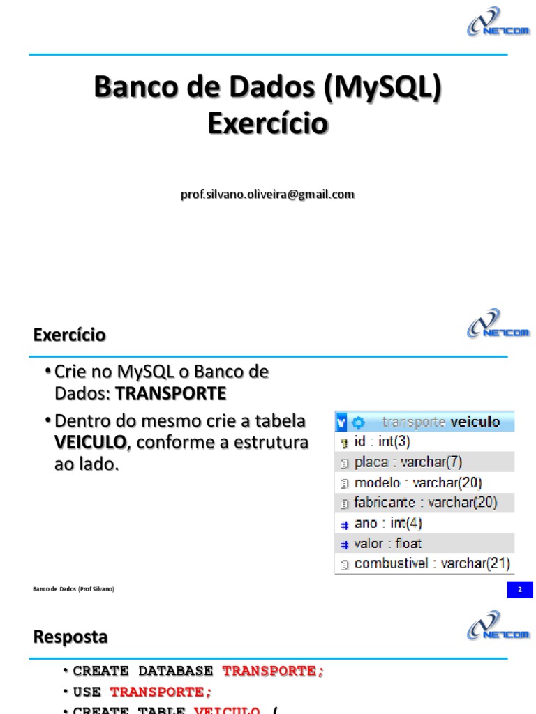 BD03-BANCO DE DADOS - MySQL - Exercicio | PDF | Gestão de Tecnologia da ...