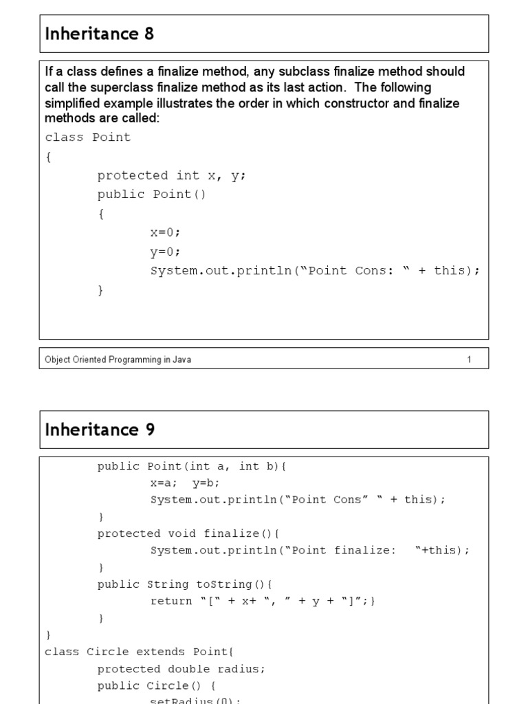 Inheritance 8 Object Oriented Programming In Java 1 Pdf Inheritance Object Oriented