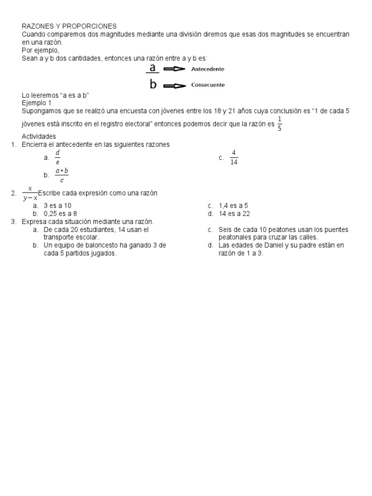Razones y Proporciones | PDF
