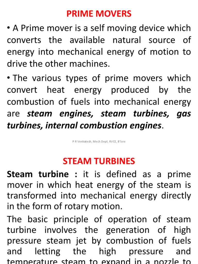Prime Movers: Turbines, Internal Combustion Engines | PDF | Turbine | Engines