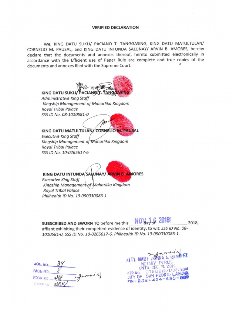 Verified Declaration | PDF