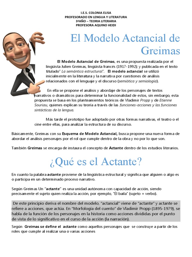 El Modelo Actancial de Greimas - Clase | PDF | Cognición | Semiótica