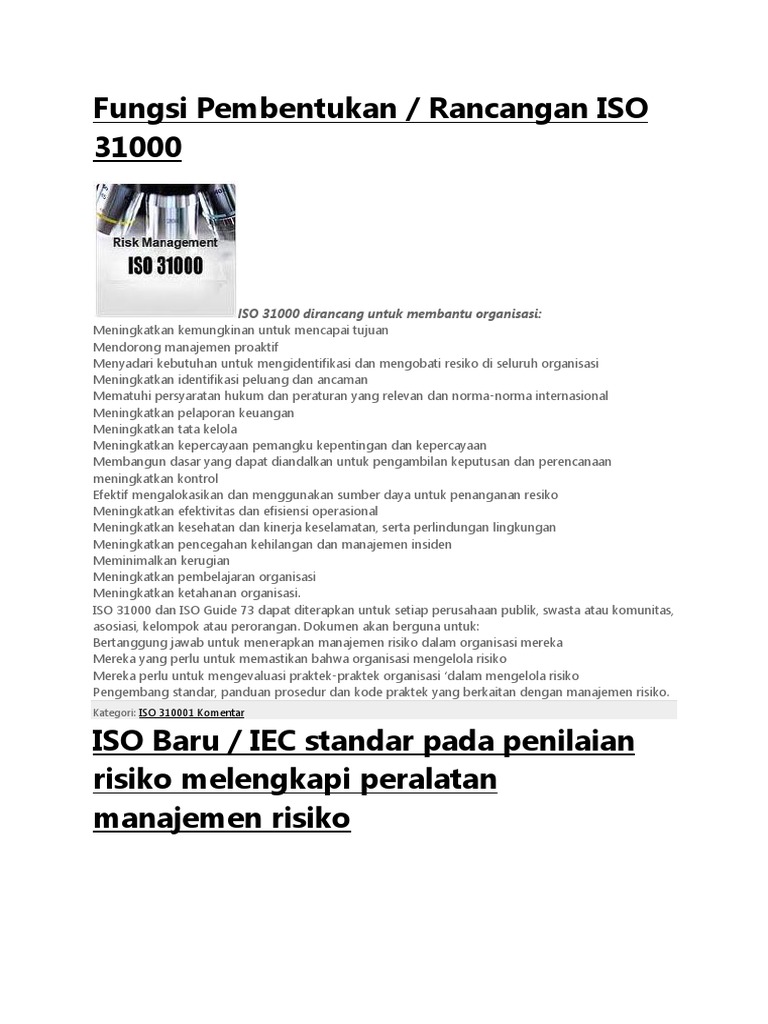 Iso 31000 | PDF | Bisnis