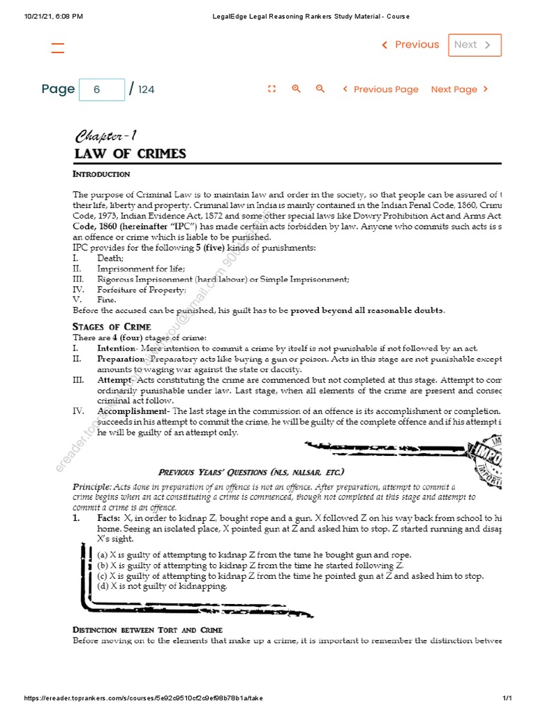 LegalEdge Legal Reasoning Rankers Study Material - Course | PDF