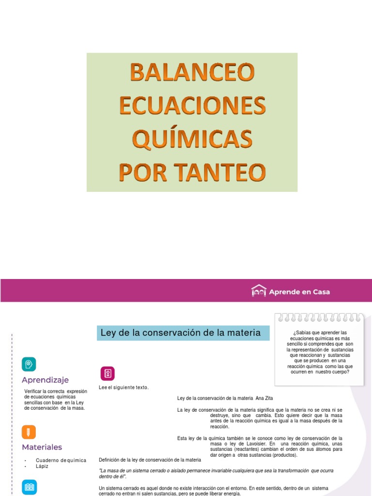 3 - Balanceo Ecuaciones Químicas Por Tanteo | PDF | Química ...