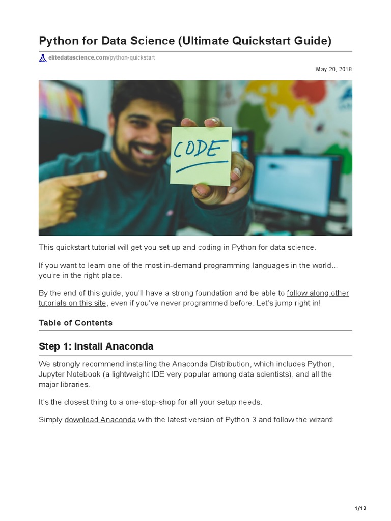 Python For Data Science Quickstart Guide | PDF | Categorical Variable | Integrated Development ...