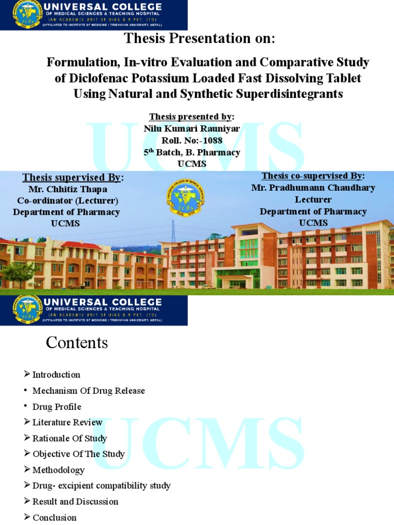 Thesis Presentation - Nilu | PDF | Tablet (Pharmacy) | Pharmaceutical ...