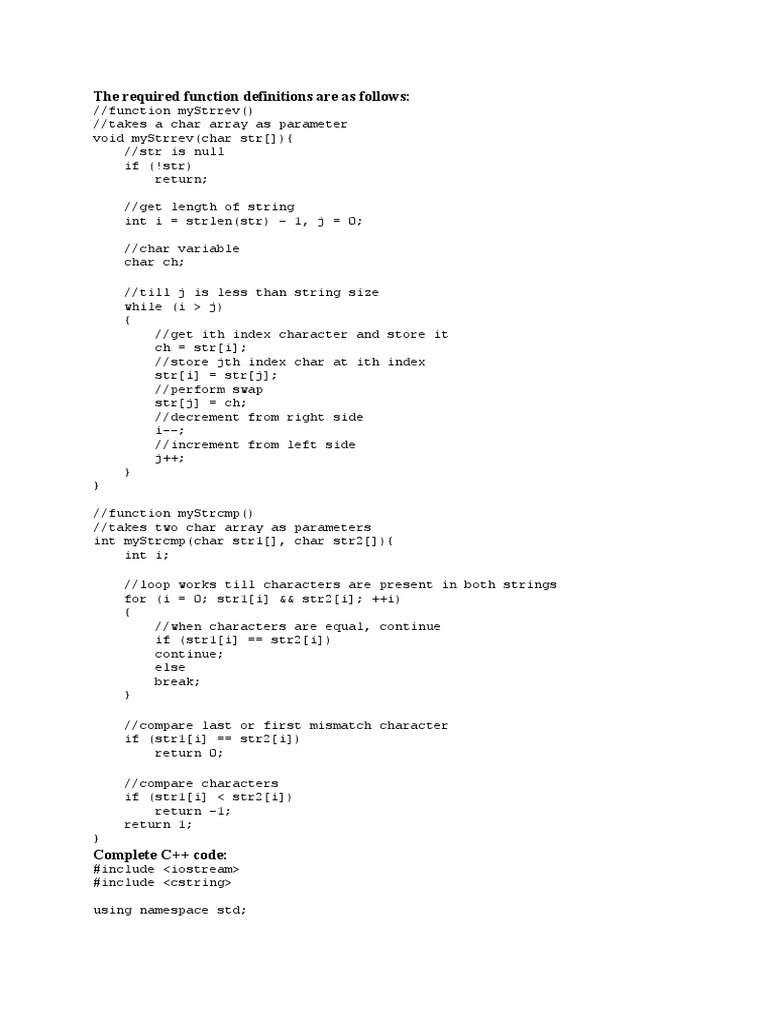 The Required Function Definitions Are As Follows | PDF | Parameter (Computer Programming ...