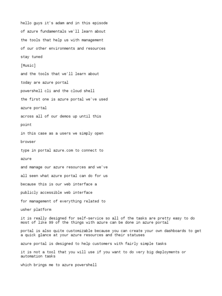 Azure Cloud Management Tools Overview | PDF | Shell (Computing) | Command Line Interface