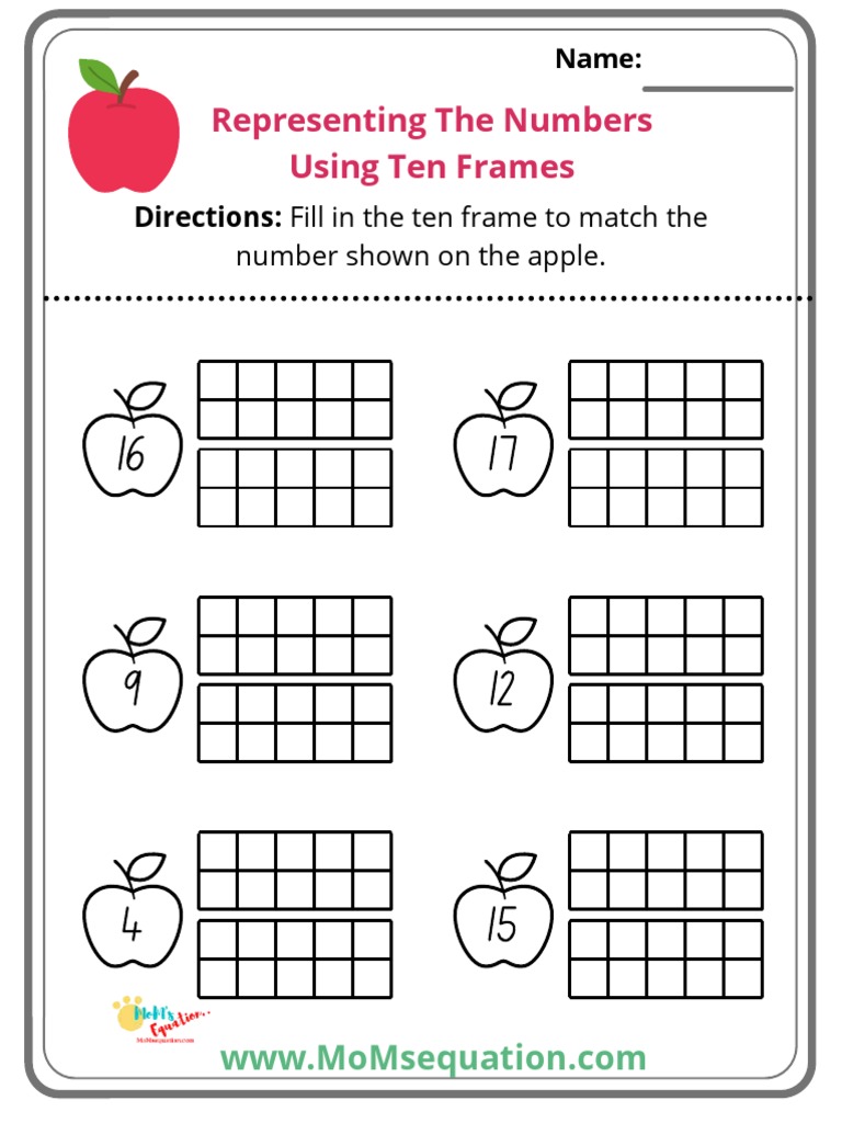 Apple Ten Frames Worksheet Compressed | PDF