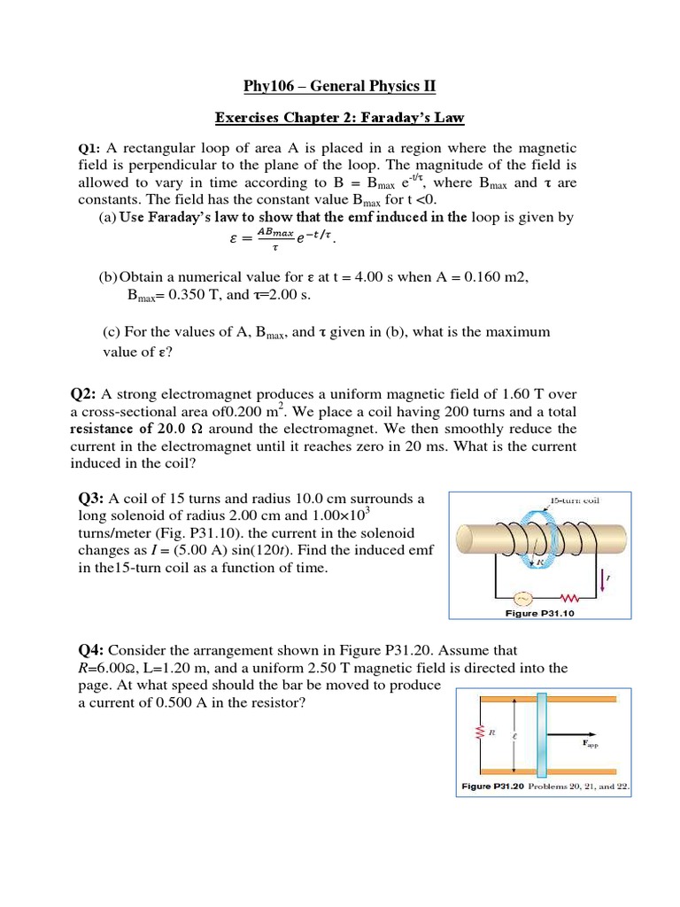 Faraday's Law Exercises and Solutions | PDF | Science & Mathematics