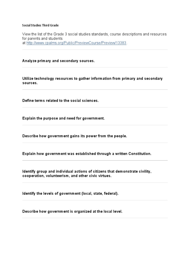 Grade 3 Social Studies Standards Guide | PDF | Map | Canada