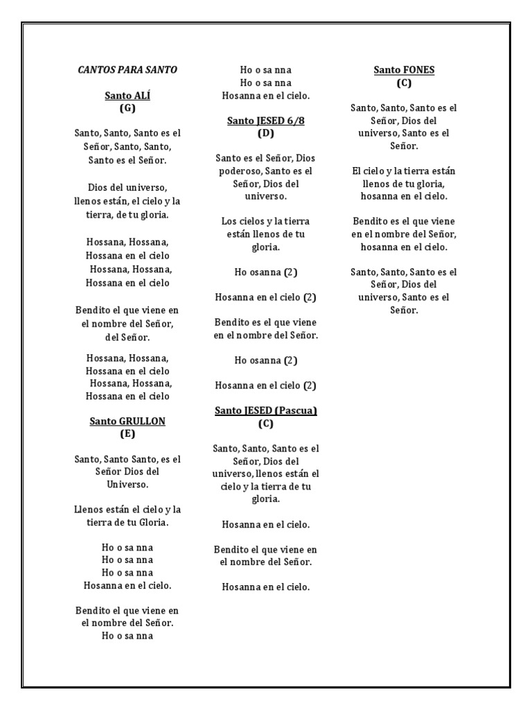 Cantos de Santo para Misa | PDF
