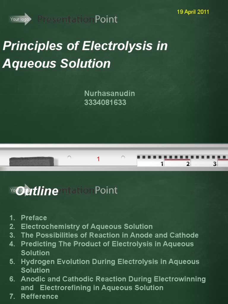 Slide Principles of Electrolysis in Aqueous Solution | PDF | Chloride ...