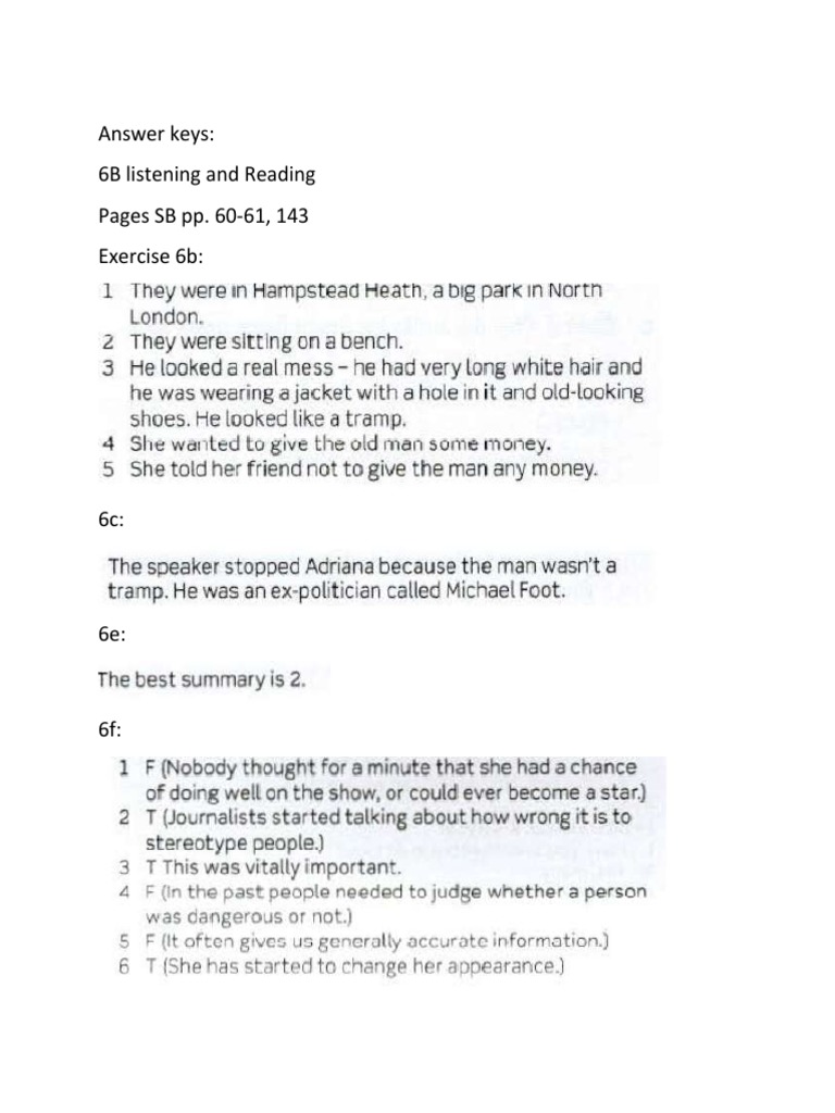 English File Test 6 Answer Key | PDF | Vocabulary | Linguistics