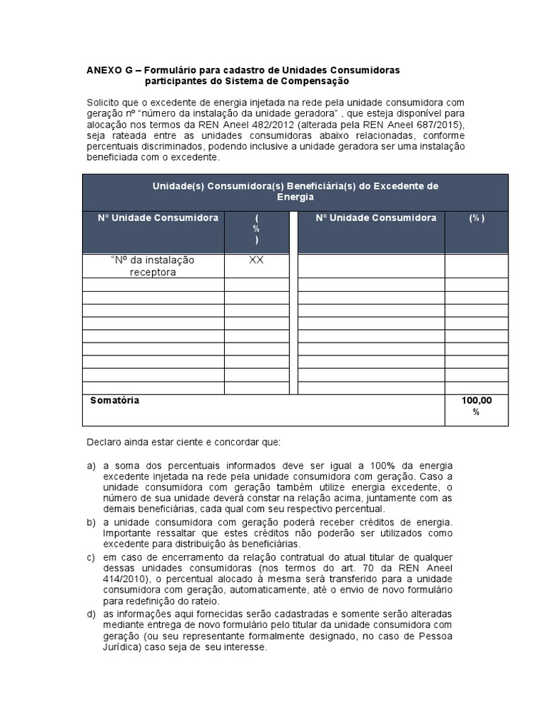 Modelo de Anexo G | PDF