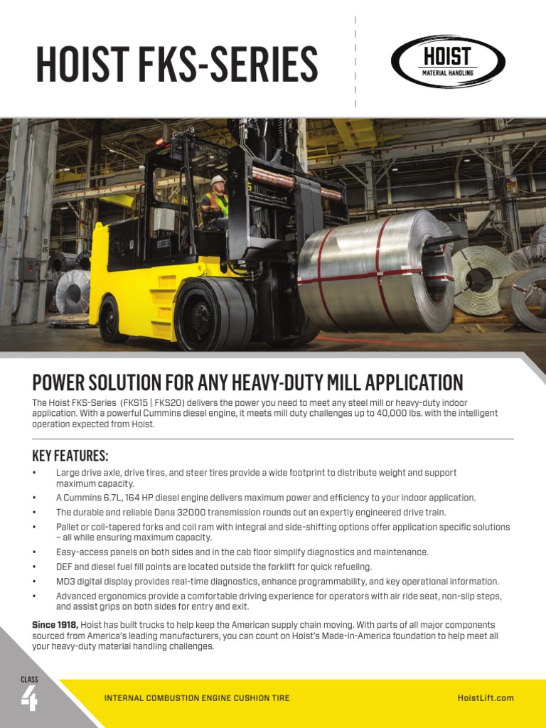 Hoist FKS-Series Diesel Forklift Overview | PDF