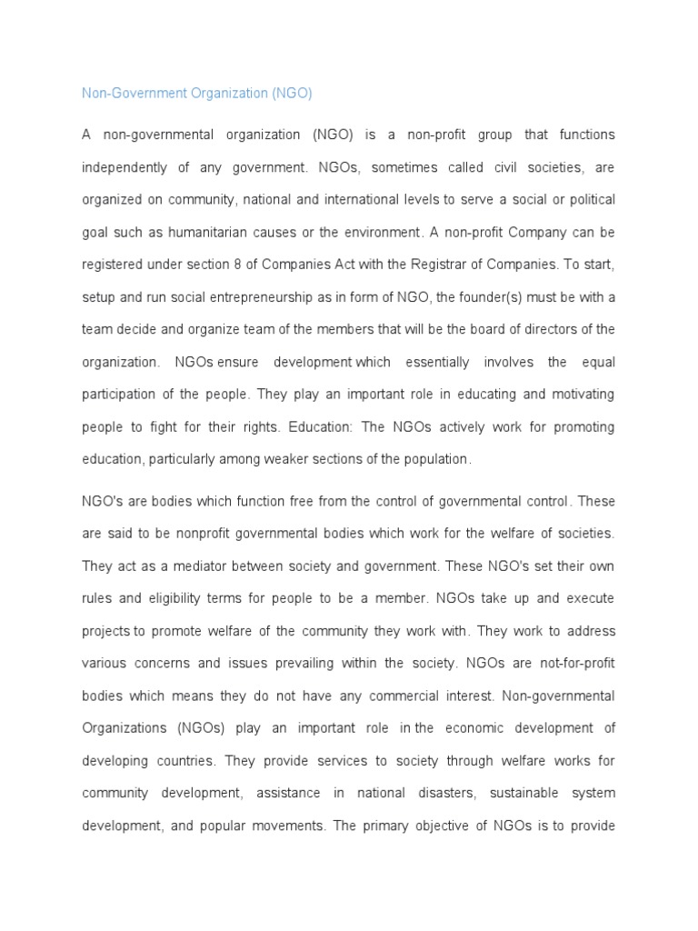 Non Government Organization Ngo Pdf Non Governmental Organization