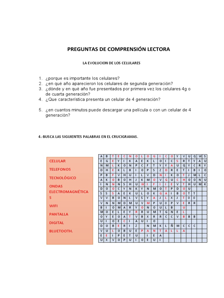 Preguntas de Comprensión Lectora | PDF | Telefonía móvil | Comunicación