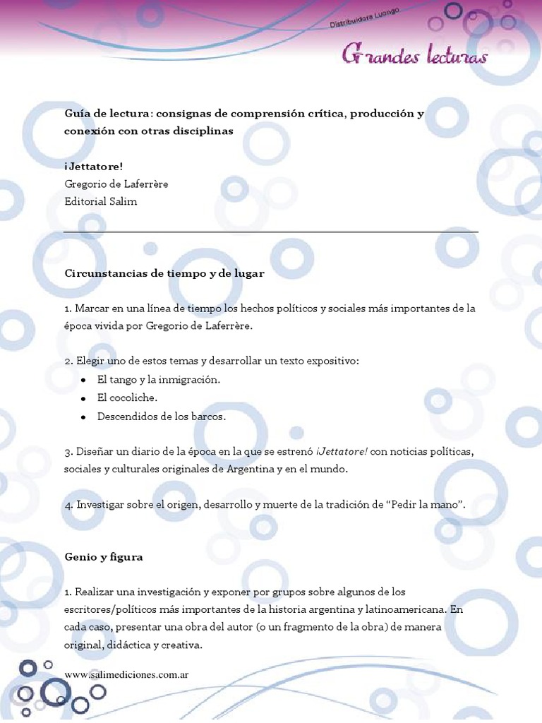 Guía de lectura de ¡Jettatore! | PDF