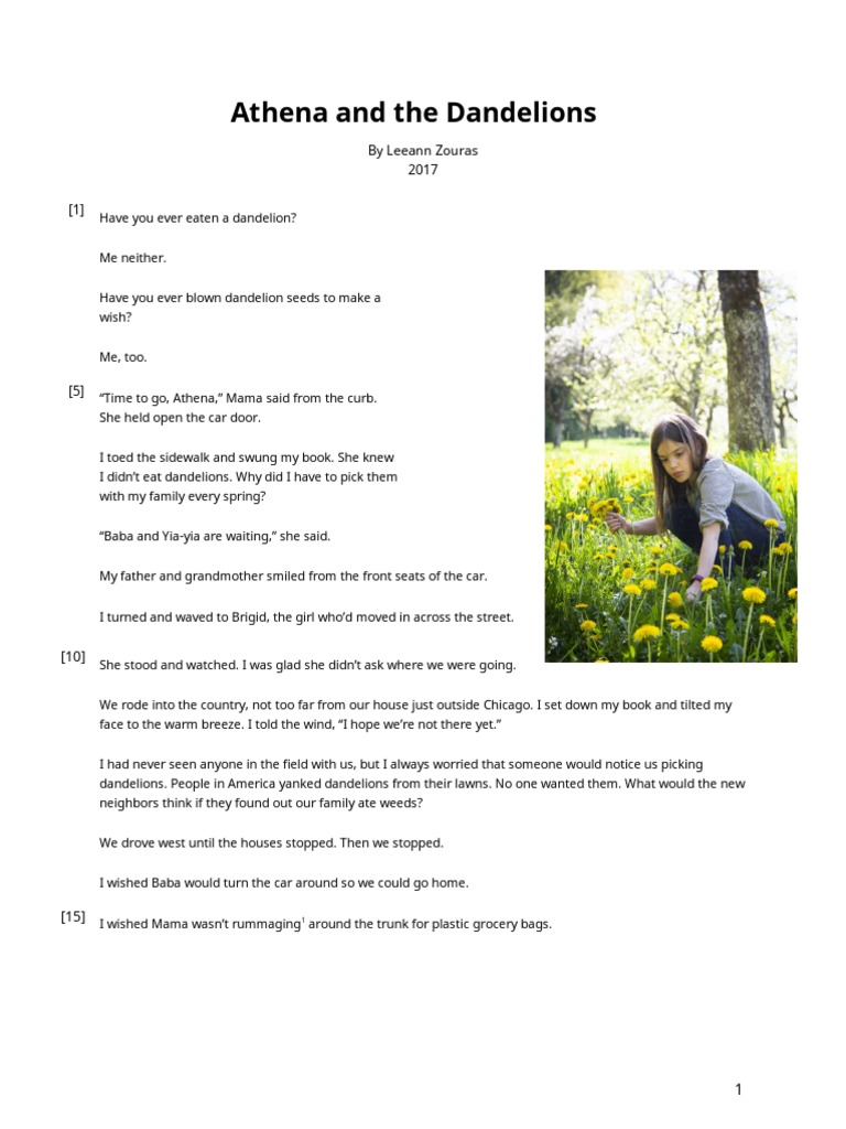 Athena and The Dandelions: by Leeann Zouras 2017 | PDF | Cuisine | Foods