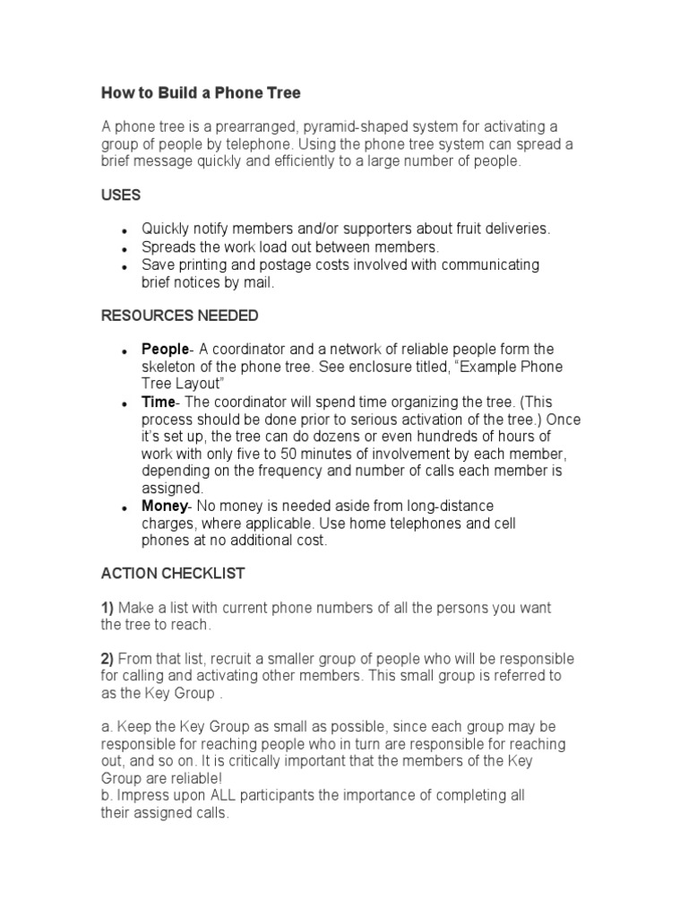 How To Build A Phone Tree People A Coordinator And A Network Of