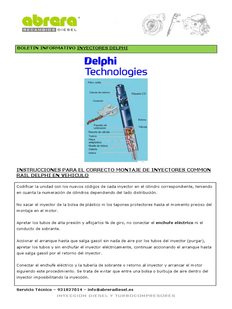 Montaje Inyectores DELPHI | PDF