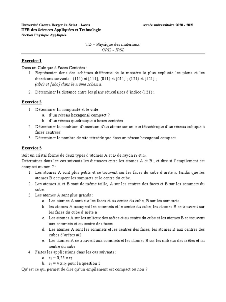 TD PhysMat CIP2 - 20 21 | PDF