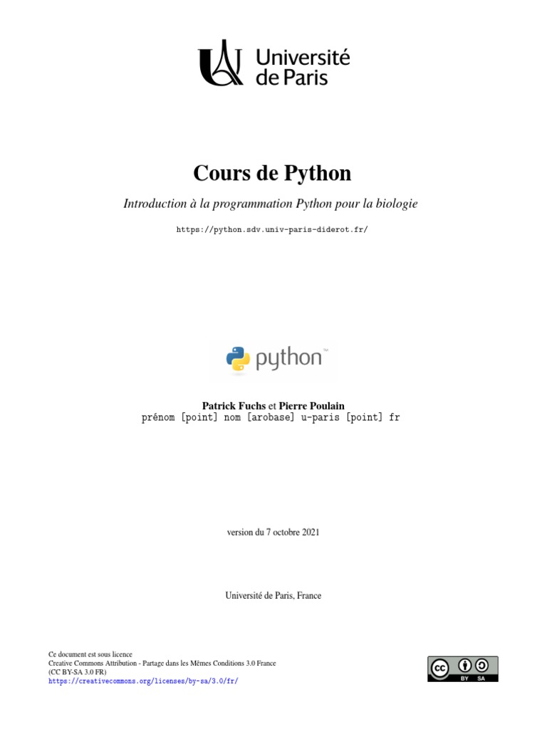 Cours Python Pdf Python Langage De Programmation Système D Exploitation
