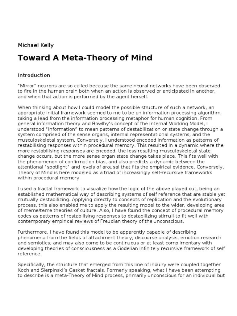 Toward A Meta-Theory of Mind | PDF | Fractal | Information