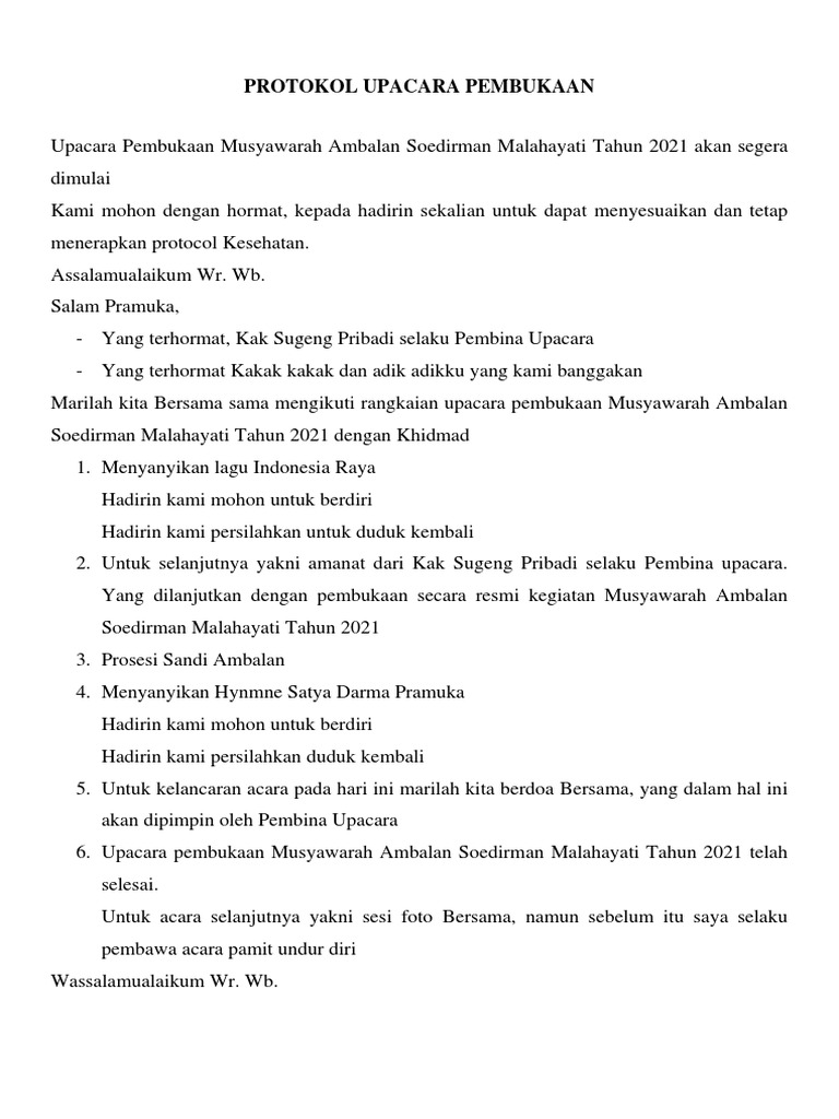 Protokol Upacara Pembukaan Penutupan Dan Sandi Ambalan | PDF