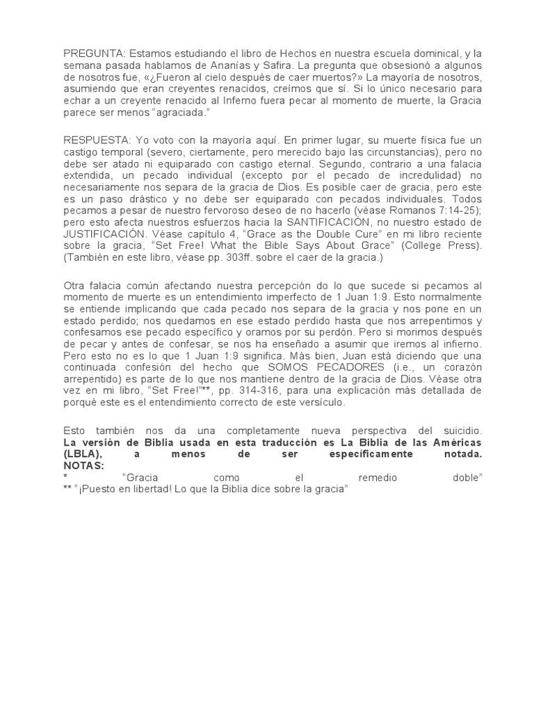 Ananias y Safira | PDF | Gracia en el cristianismo | Pecado