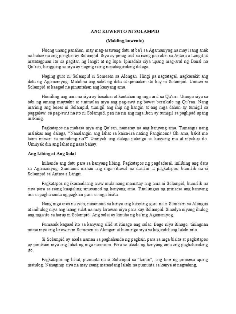 Ang Kuwento Ni Solampid 1 | PDF