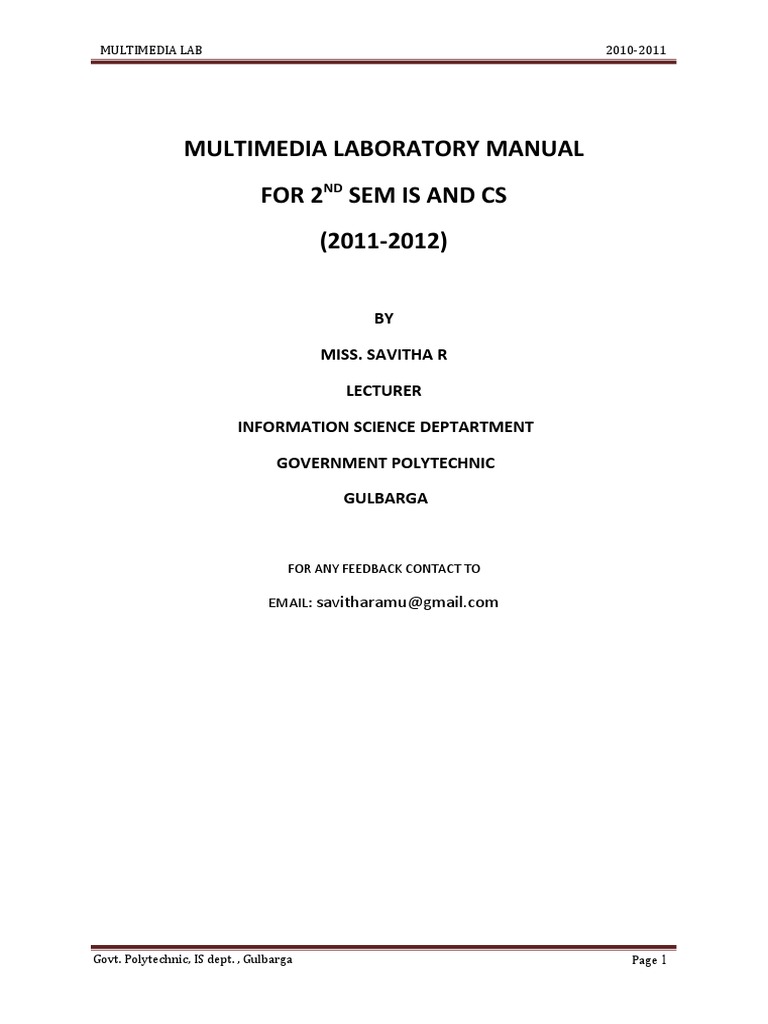 Multimedia Laboratory Manual For 2 ND Sem Is and Cs | PDF | Adobe ...