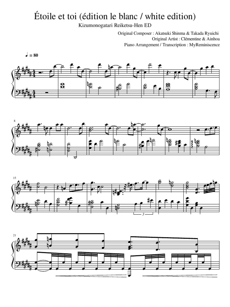 SHEET Étoile Et Toi (Édition Le Blanc White Edition) | PDF