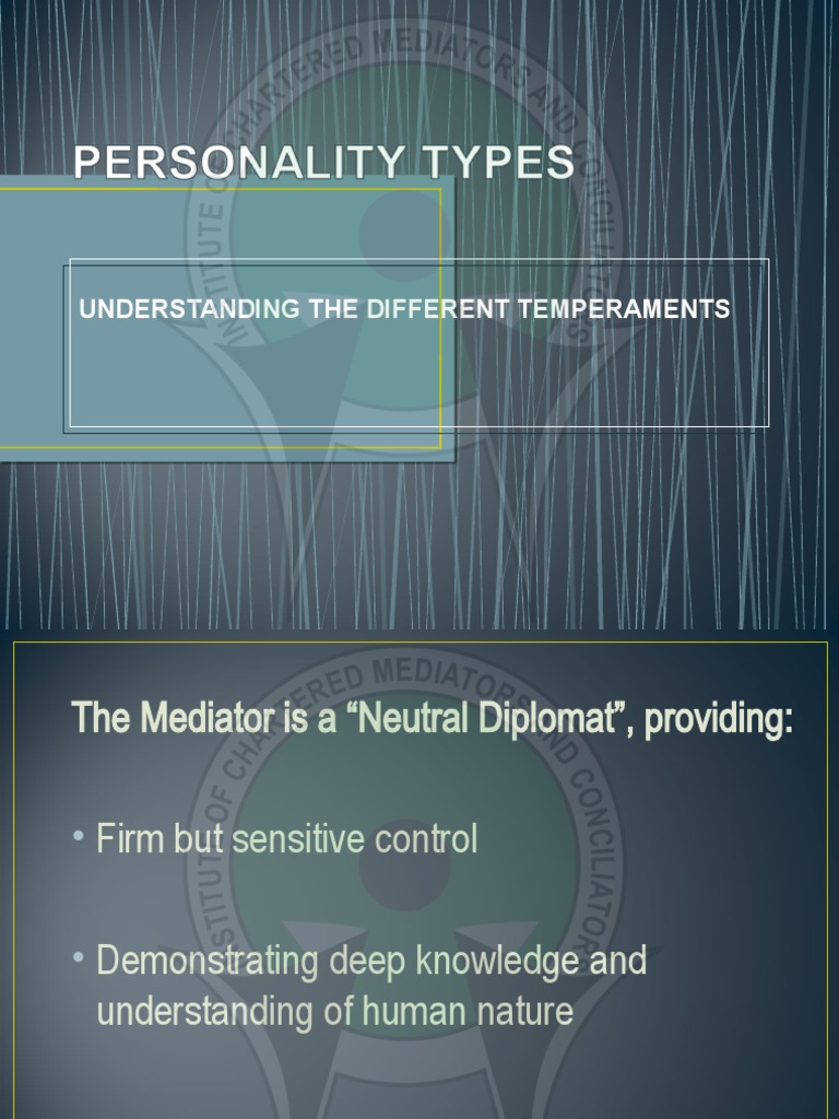 Personality Types in Mediation | PDF | Temperament | Behavioural Sciences