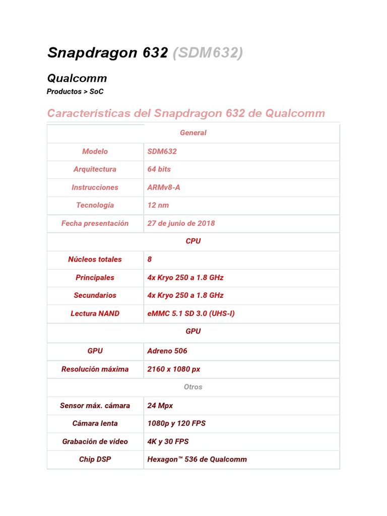 Snapdragon 632 (SDM632) | PDF