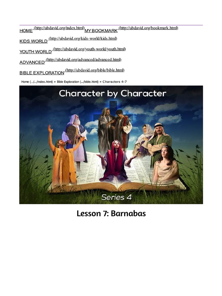 Barnabas - Lesson 7 in Character by Character, Series 4 | PDF