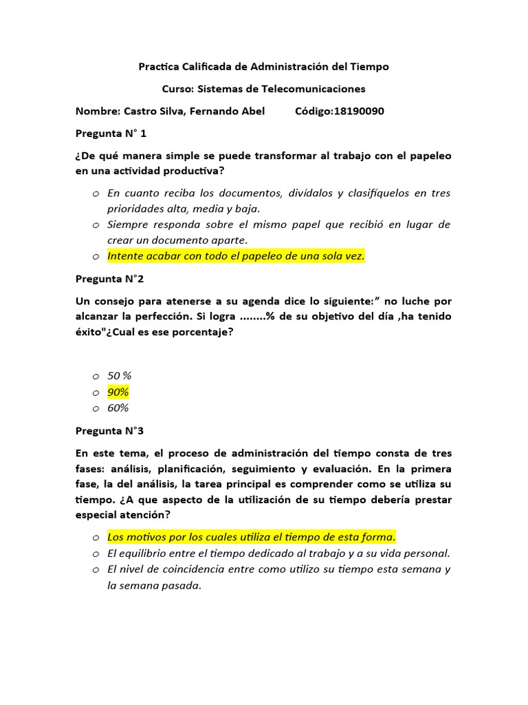 Practica Calificada de Administración Del Tiempo 21 07 2021 | PDF ...